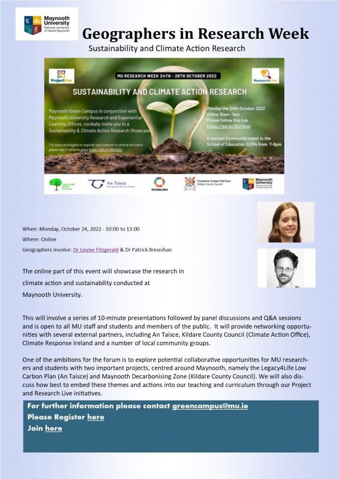 Geographer in Research Week 2022 | Maynooth University